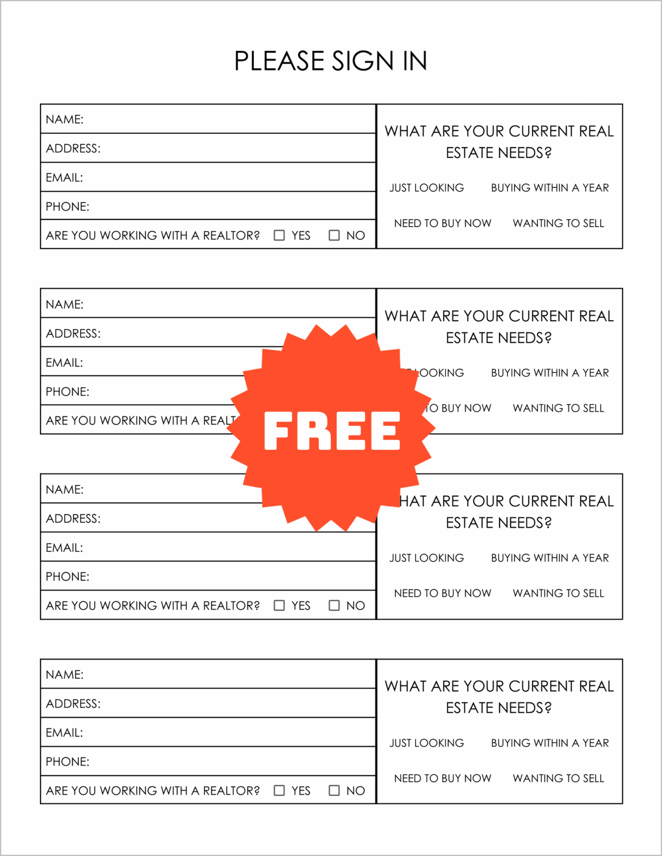 Free Printable Open House Sign-In Sheet Templates