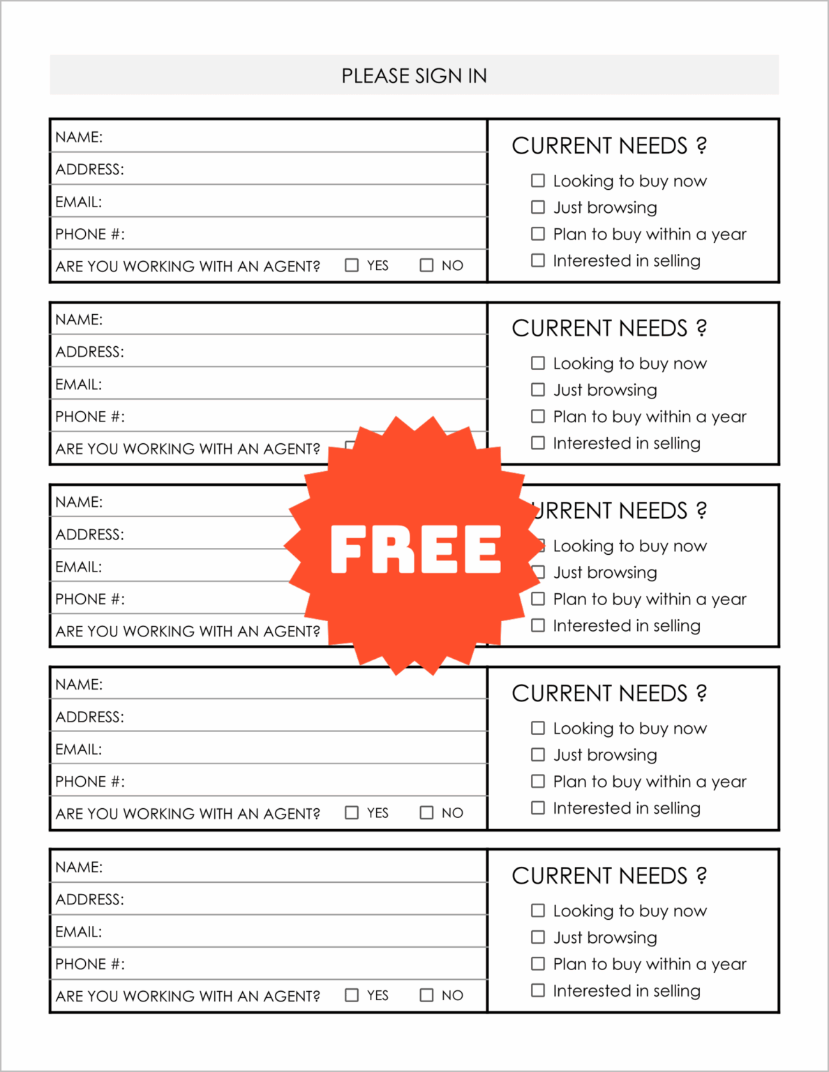 Free Printable Open House Sign-In Sheet Templates