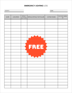 Free Printable Emergency Lighting Log Sheets