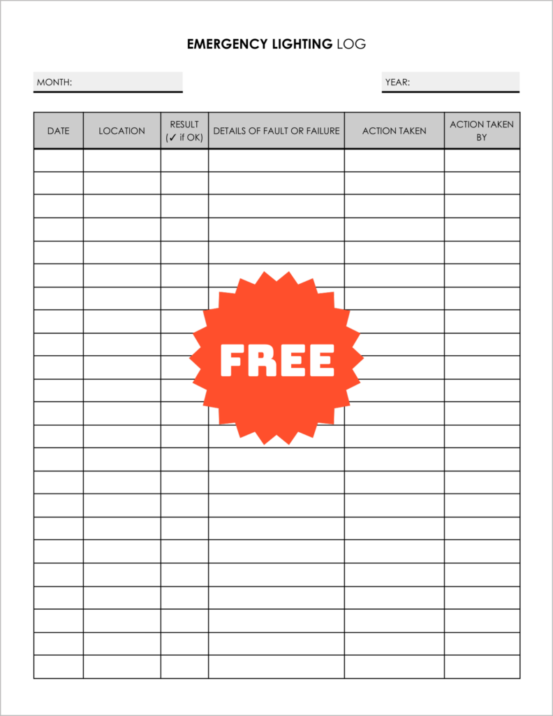 Free Printable Emergency Lighting Log Sheets