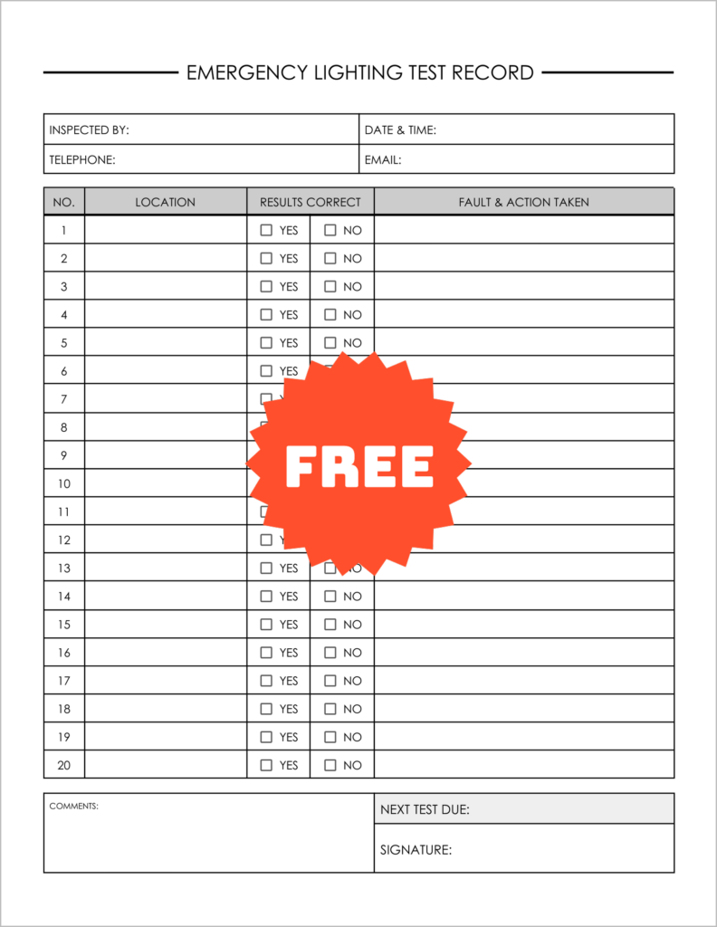 Free Printable Emergency Lighting Log Sheets