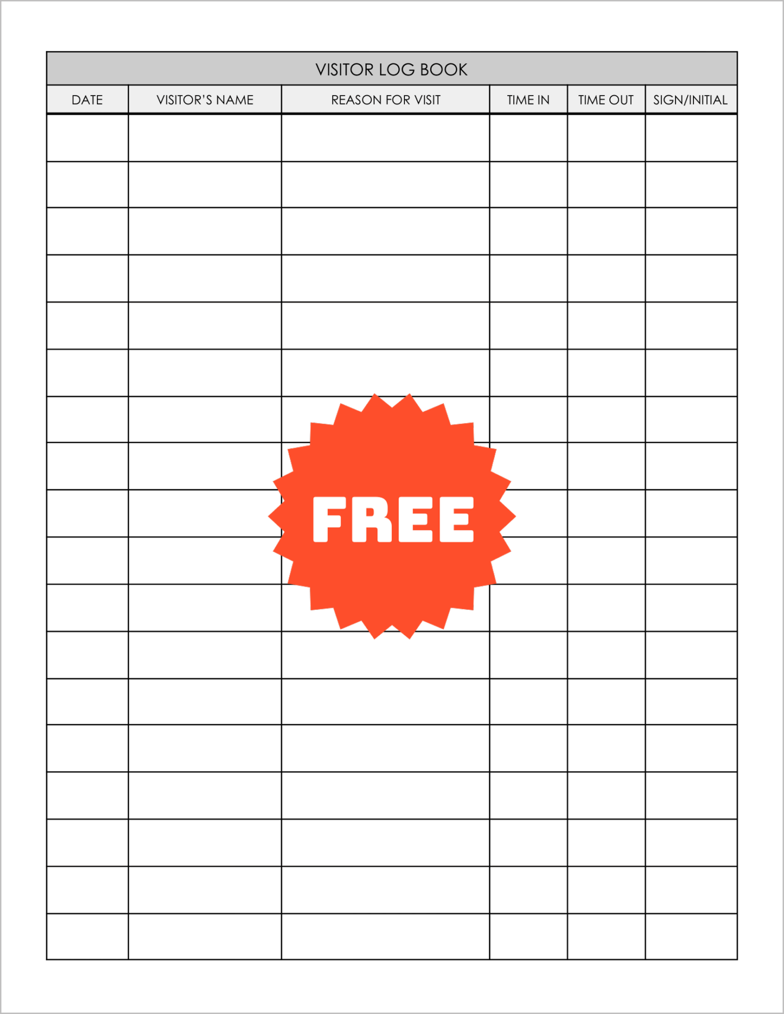Free Printable Visitor Logs (No Sign Up Required)