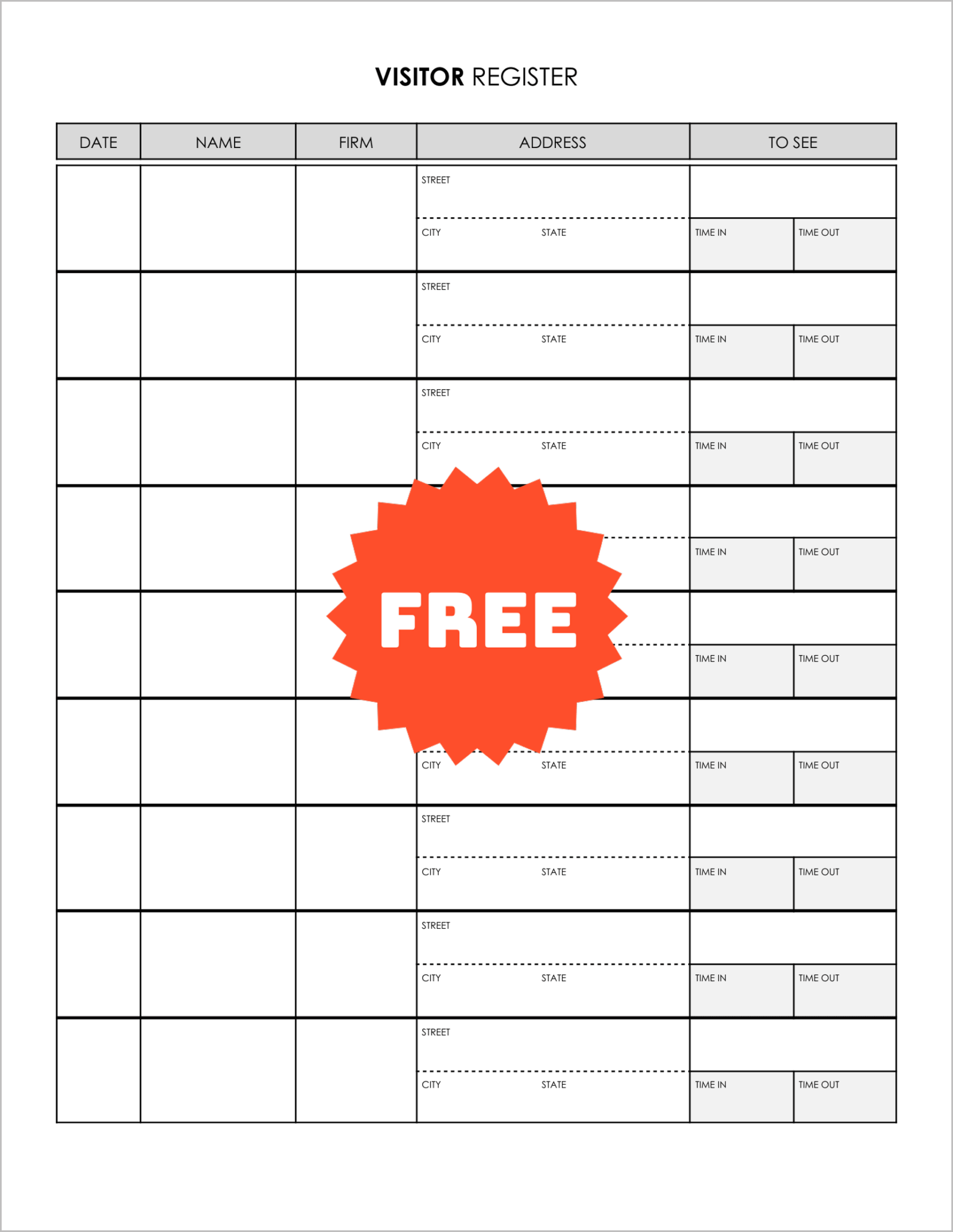 Free Printable Visitor Logs (No Sign Up Required)