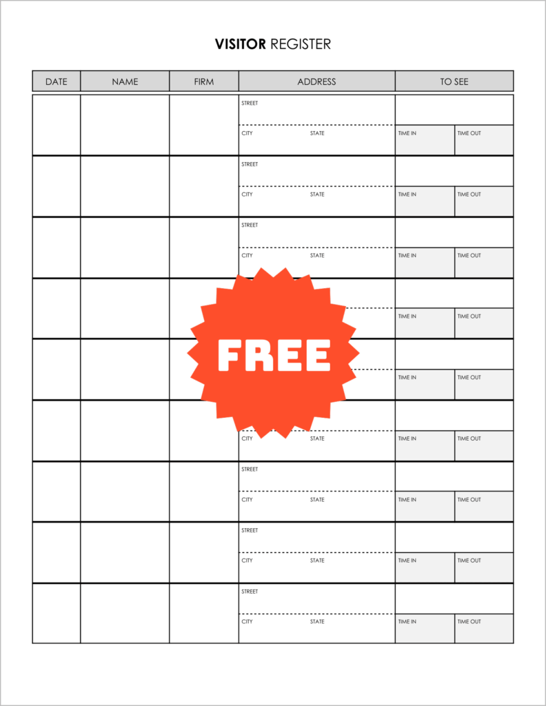 Free Printable Visitor Logs (No Sign Up Required)