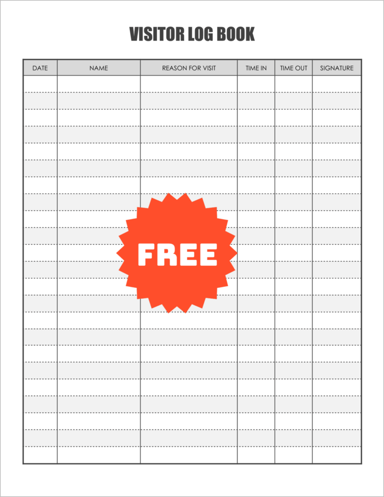 Free Printable Visitor Logs (No Sign Up Required)